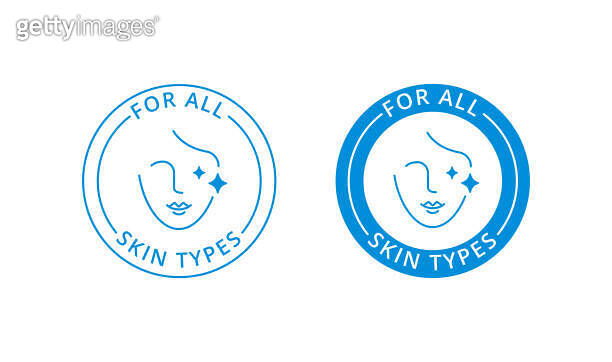 For all skin types label, beauty tag, stamp for skincare packaging ...