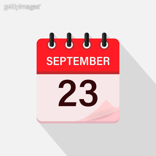 September 23, Calendar icon with shadow. Day, month. Flat vector ...