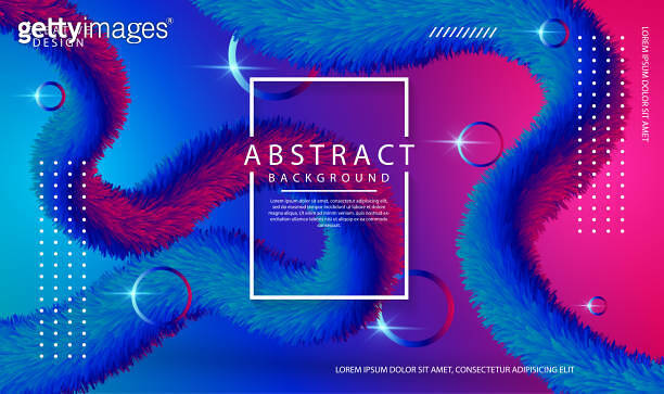 Modern abstract background with 3d colorful furry liquid shapes ...