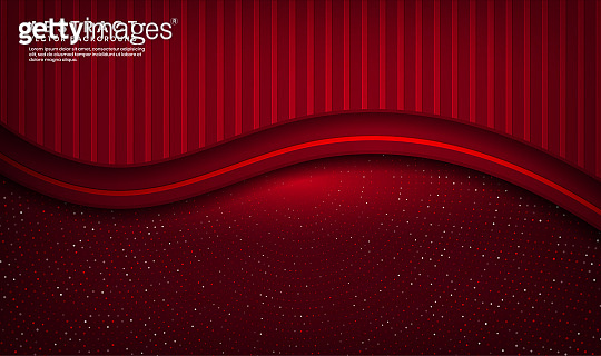 3D red abstract background, overlap layer on dark space with dots glitter and wood texture ...