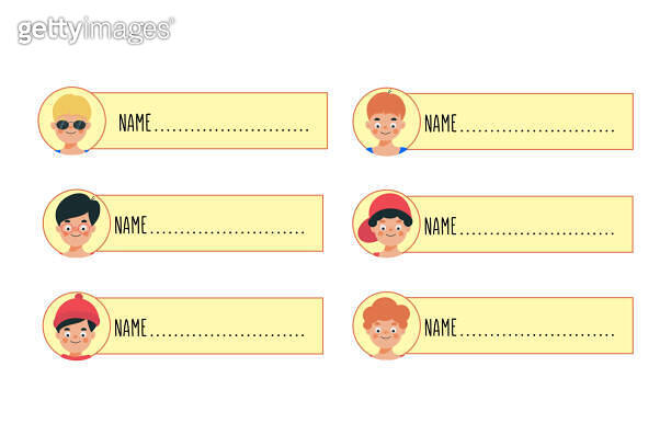 happy cute kids boy name tag. Illustration Featuring Printable Name ...