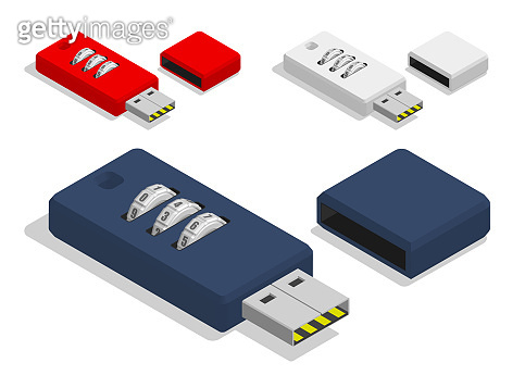 Isometric USB flash drive with mechanical combination lock, USB memory ...
