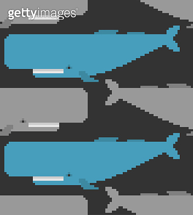 Sperm whale pixel art 8 bit pattern seamless. pixelated cachalot big ...