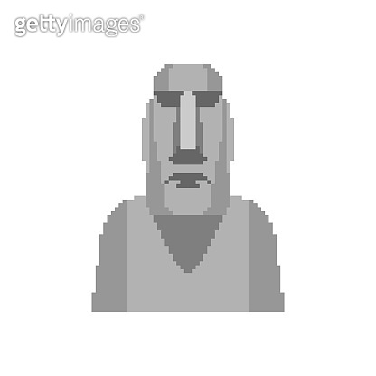 Moai pixel art. Easter Island idol 8 bit. ancient statues. vector ...