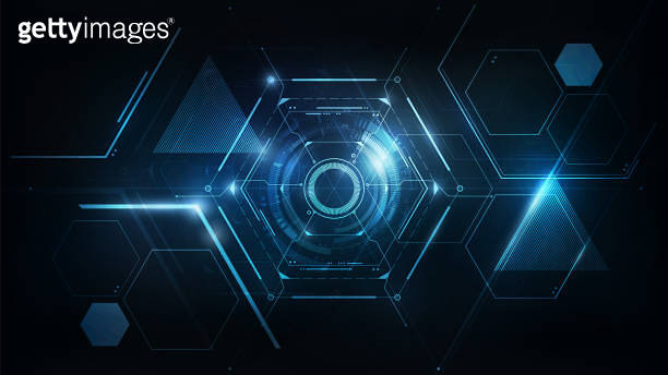 Blue Hexagon abstract futuristic electronic circuit technology ...