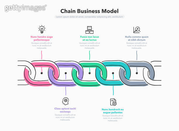 Hand drawn infographic for chain business model with 5 process steps ...