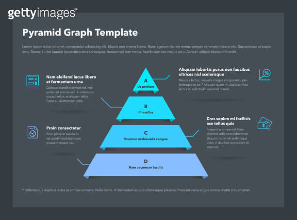 Pyramid graph template with 4 colorful steps - dark version (1304717063 ...