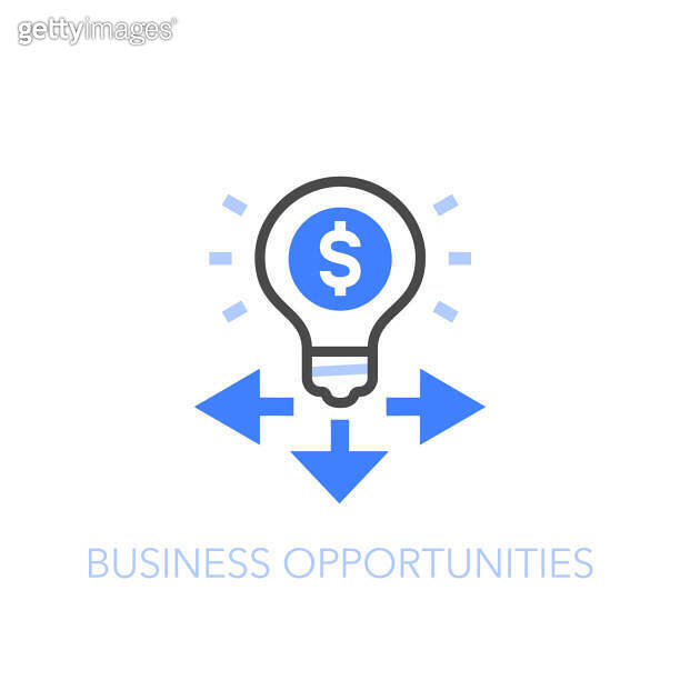 Business opportunities symbol with a light bulb and direction ...