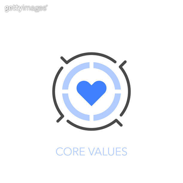 Core values symbol with an abstract symbol of value-sets and a heart ...