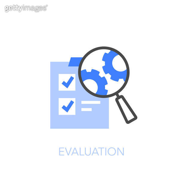 Evaluation symbol with questionnaire form and magnifier with process ...