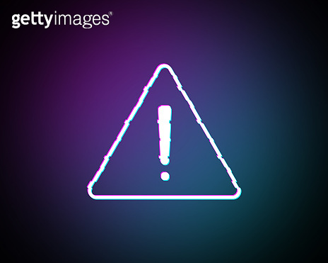 Glitch screen with Caution warning sign with exclamation mark. Alert ...