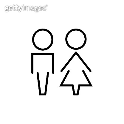 Simple man and woman abstract black line icon. Toilet, wc concept ...