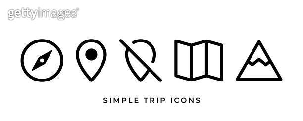 Route and navigation line icons set. Map, location. Modern graphic design concepts, simple ...