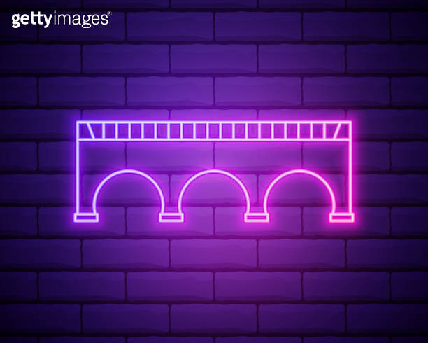 Sea Bridge neon light sign vector. Glowing bright icon Sea Bridge sign ...