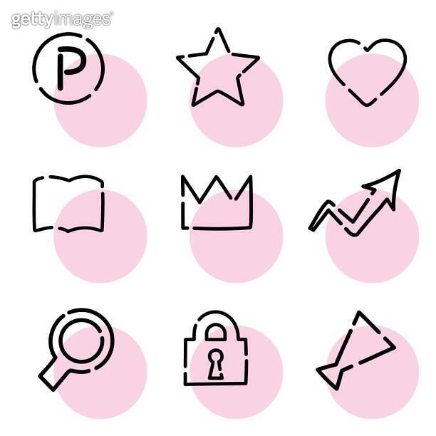 Round, simple and cute pink icon set that can be used for shopping etc ...