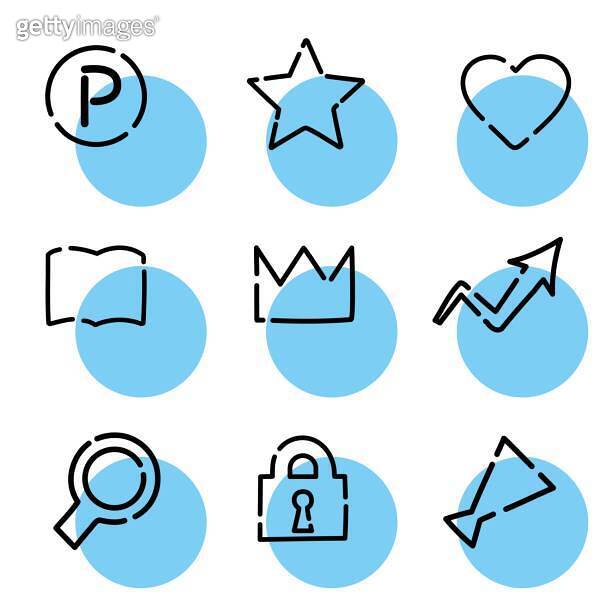 Round, simple and cute blue icon set that can be used for shopping etc ...
