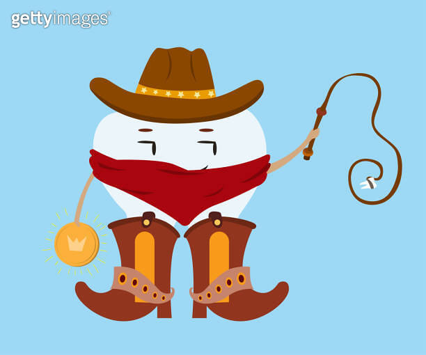 Tooth fairy cowboy. Character in a cowboy hat and cowboy boots holds a ...