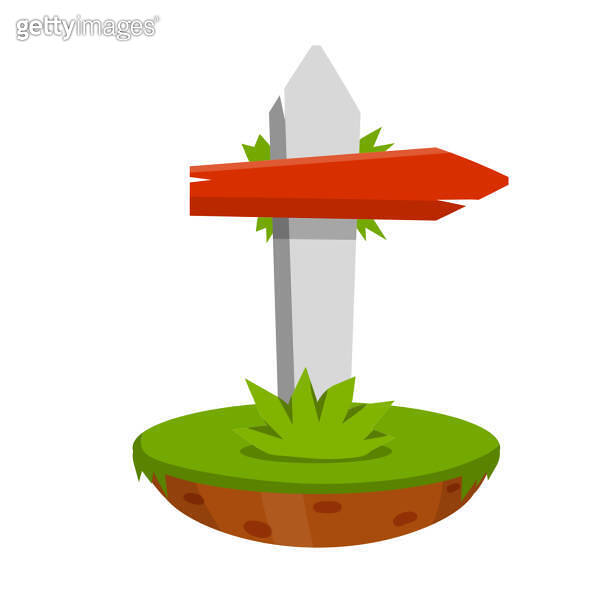 Path pointer with red plate. Direction way. Turn right. Element of road ...