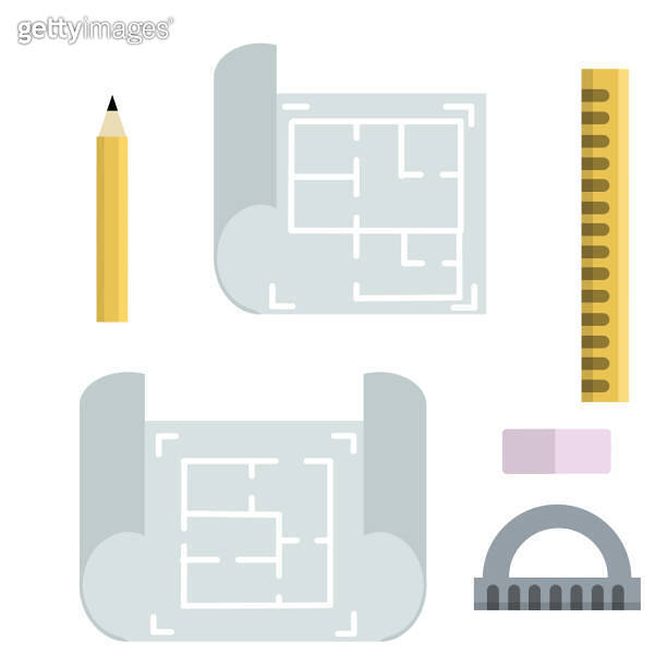 Construction drawing. Blue plan on paper. Blueprint of the house ...