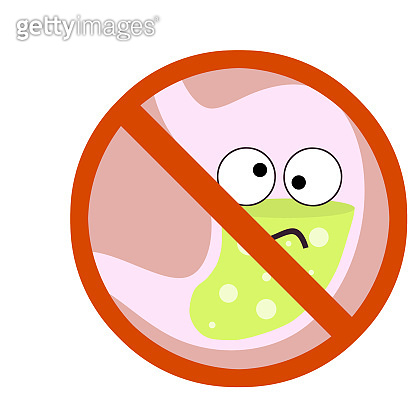 Human stomach. Angry sad face with ed illnessr eye and mouth. Problems ...