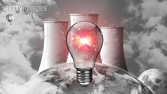 A light bulb powered by nuclear energy. Nuclear energy, nuclear power ...