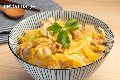 Oyakodon or Oyako-don is chicken and egg rice bowl. Japanese popular ...