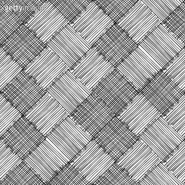 Black and white weaving seamless pattern with hand drawn lines ...