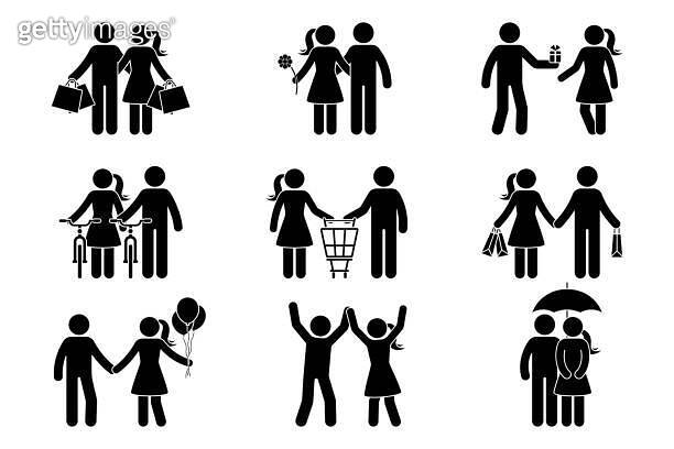 Stick figure couple man, woman, male, female, boy, girl, guy, lady ...