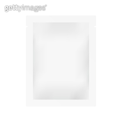 Sachet mockup isolated on white backdrop. Realistic light packet ...