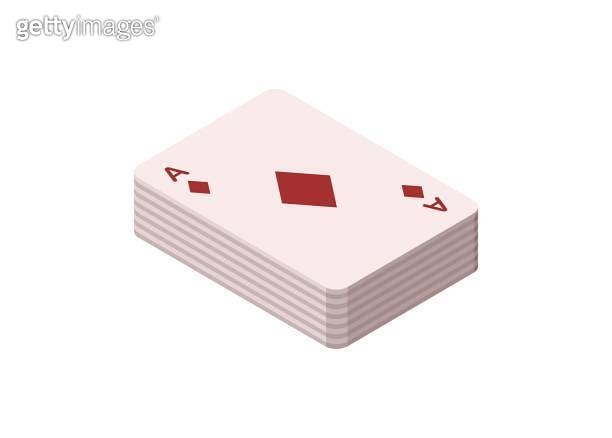 Stack of playing card. Diamond ace. Simple flat isometric in isometric ...
