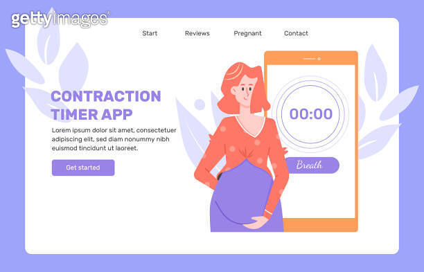 Landing page for the contraction counter mobile app. Breathe ...