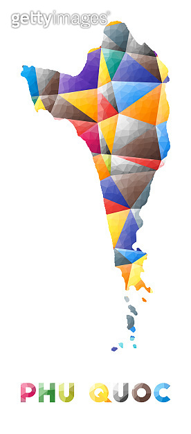 Phu Quoc - colorful low poly island shape. 이미지 (1349040803) - 게티이미지뱅크