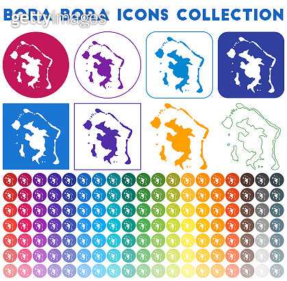 Bora Bora icons collection. 이미지 (1343491461) - 게티이미지뱅크