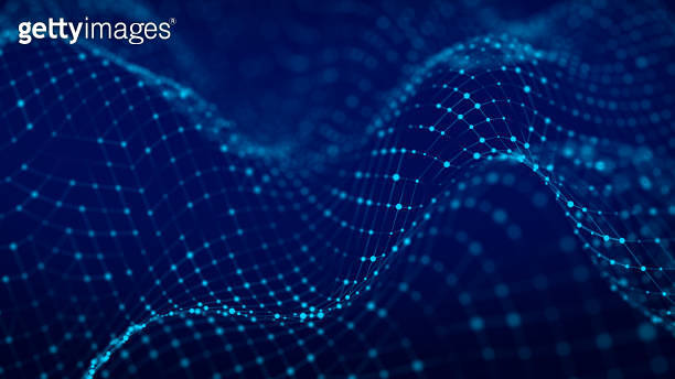 Abstract wave shaped array of glowing dots. Wave 3d. Abstract wave dots ...