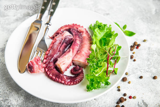 octopus food in a plate seafood second course fresh ready to eat meal ...