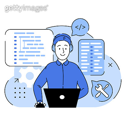 IT Programming, Support. Concept of script coding. Programming language ...