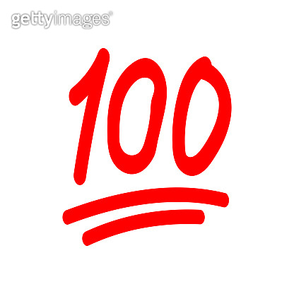 100 hundred emoticon vector icon. 100 emoji score sticker eps 10 ...
