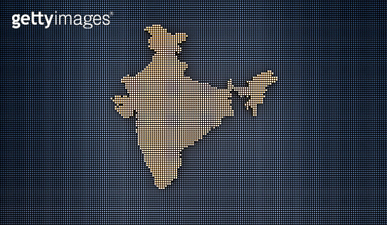 Map of India in a digital raster micro structure - 3D illustration ...