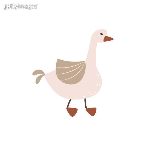 Cute cartoon goose. Traditional farm poultry. Country bird. Simple flat ...