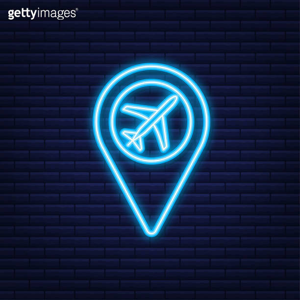 Airport pin for concept design. Pin point icon. Map symbol. Location ...