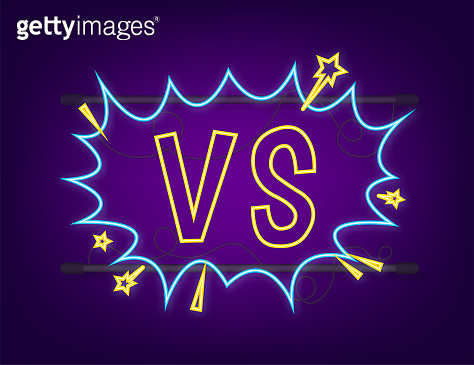 Vintage cartoon advertising with vs pop style. Cartoon style. Neon icon ...