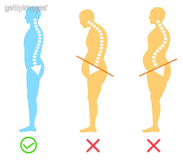 Pelvic forward and backward tilt: Correct posture and body illustration ...