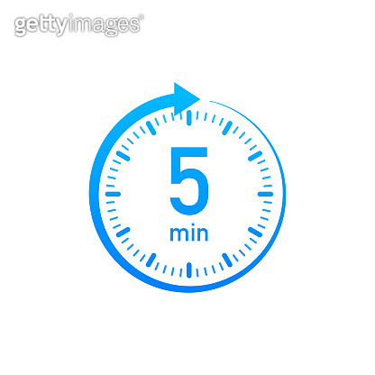 The 5 minutes, stopwatch vector icon. Stopwatch icon in flat style ...