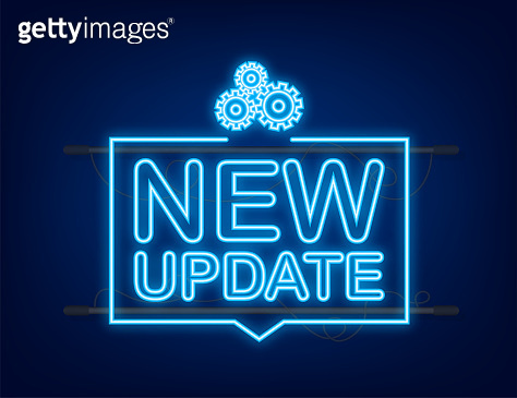 System software update or upgrade neon icon. Banner new update, Badge ...