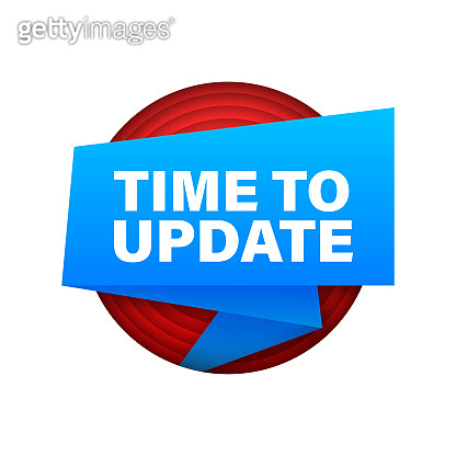 System software update or upgrade ribbon. Banner new update. Time to ...