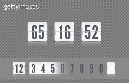 White scoreboard number font. Vector vintage flip clock time counter ...