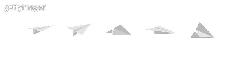 Paper plane set, vector airplane folded flat illustration. Flying ...