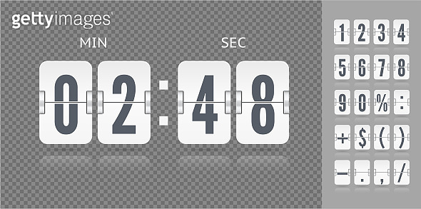 Analog countdown font. Flip numbers font White time counter information ...