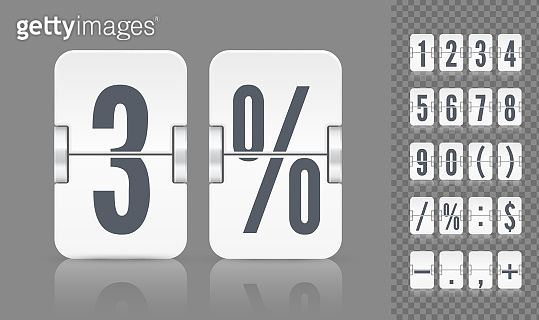 Vector Numeric Template Set Of Flip Scoreboard With Reflections