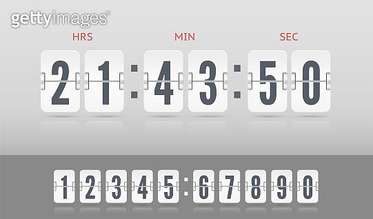 Vector Modern Ui Old Countdown Timer White Scoreboard Number Font